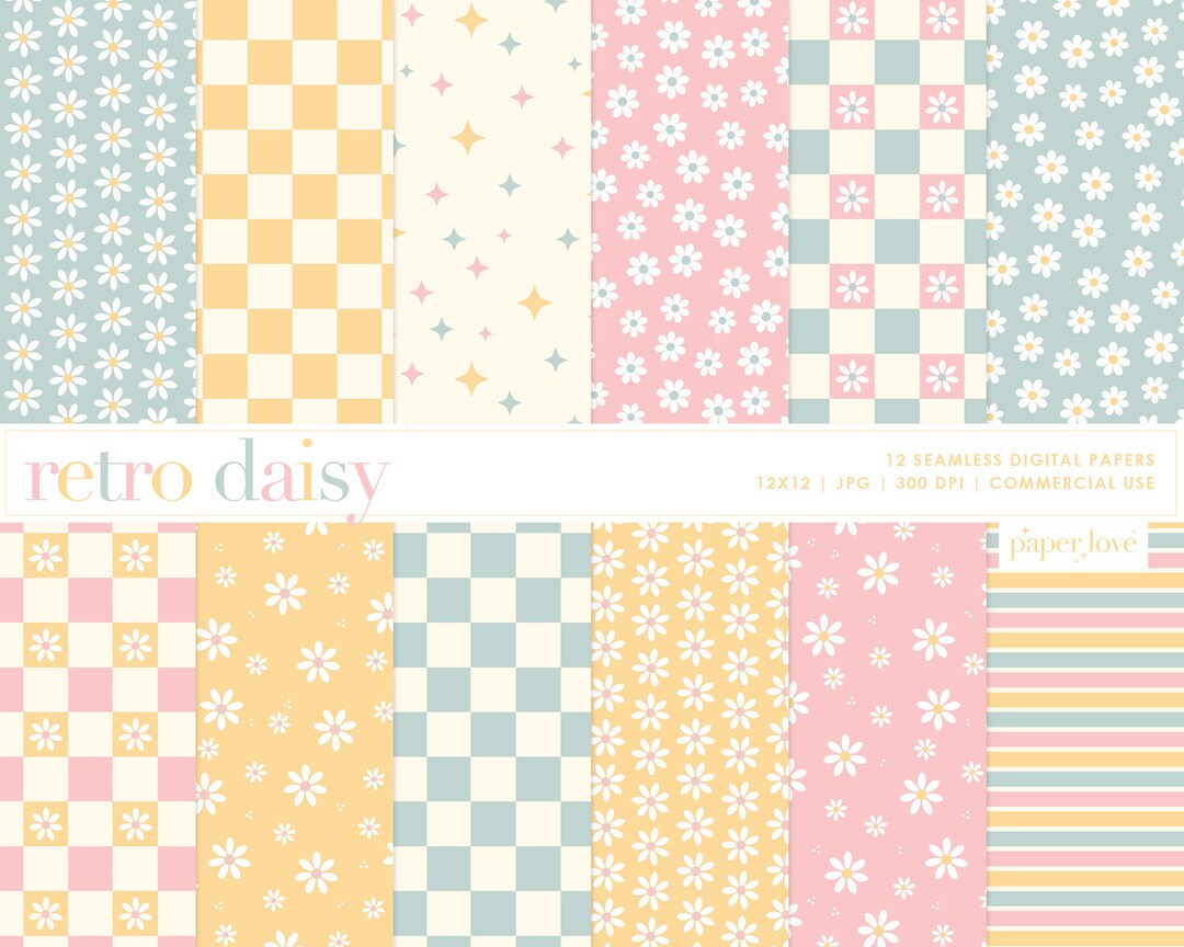 Retro Daisy Seamless Pattern, Pastel Daisy Repeat Pattern, Spring ...