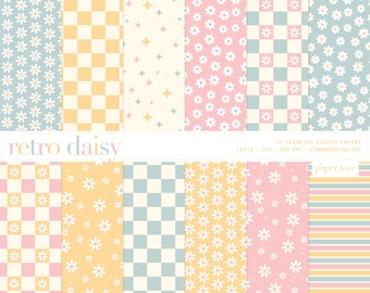 Retro Daisy Seamless Pattern, Pastel Daisy Repeat Pattern, Spring Daisy ...