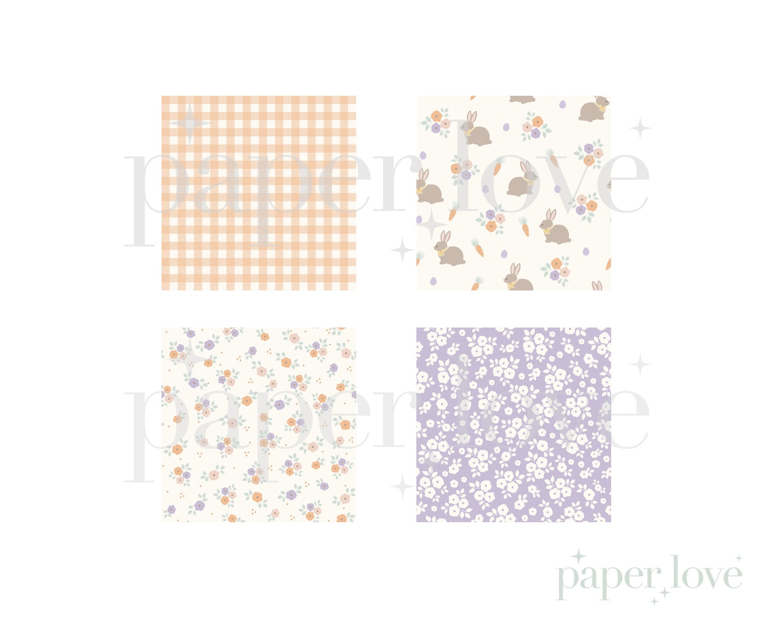 12 Easter Seamless Digital Paper, Spring Floral Easter Bunny ...