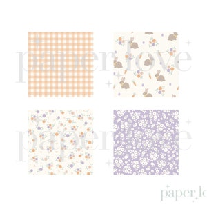 12 Easter Seamless Digital Paper, Spring Floral Easter Bunny ...