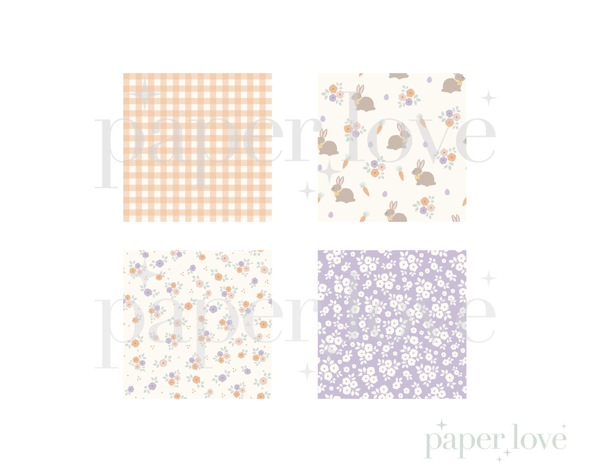 12 Easter Seamless Digital Paper, Spring Floral Easter Bunny ...
