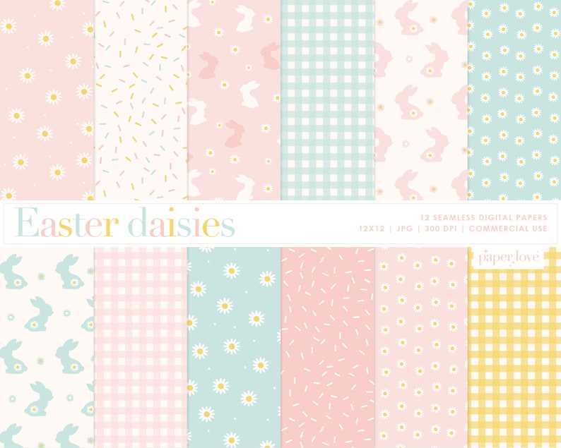 12 Easter Seamless Digital Papers, Easter Scrapbook Paper, Bunny ...