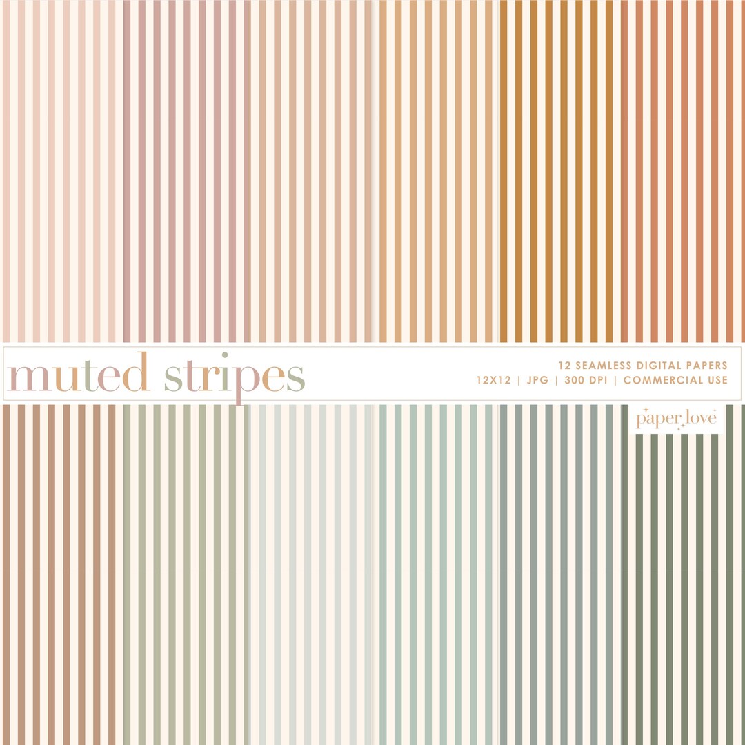 Boho Muted Stripe Seamless Pattern, Muted Stripe Backgrounds, Printable ...