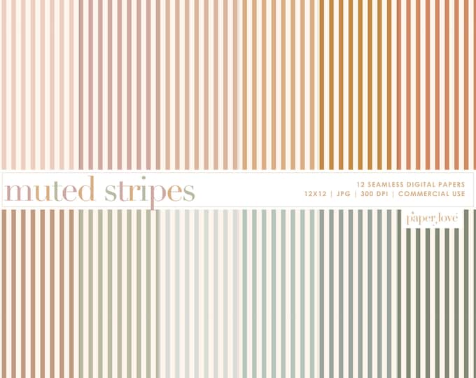 Boho Muted Stripe Seamless Pattern, Muted Stripe Backgrounds, Printable ...