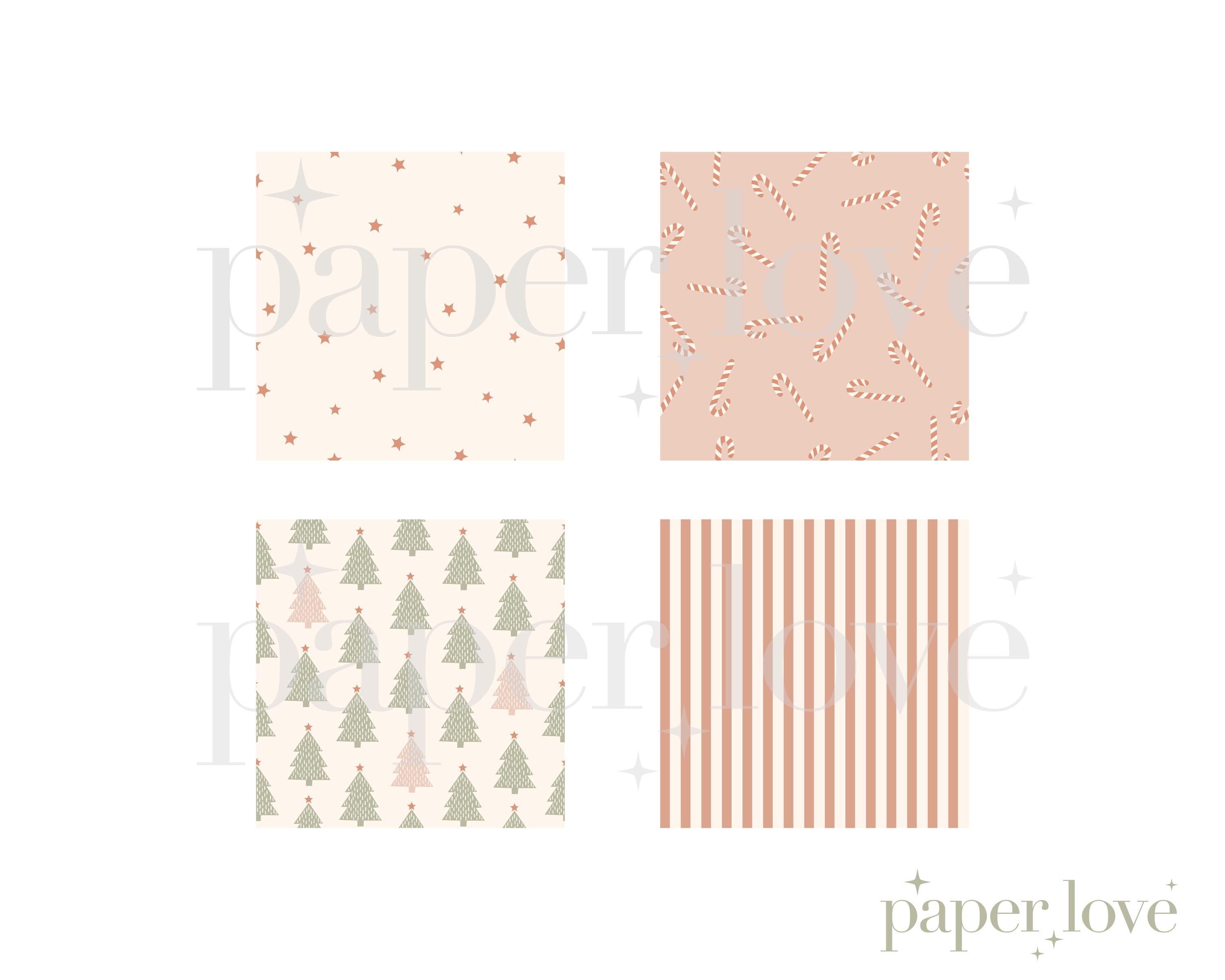 Retro Christmas Digital Paper, Santa Claus Paper, Candy Cane Digital ...