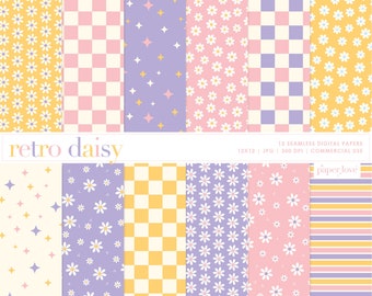 Retro Daisy Seamless Pattern, Pastel Daisy Repeat Pattern, Spring Daisy ...