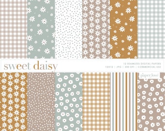 Daisy Floral Digital Paper, Daisy Floral Seamless Repeat Pattern ...
