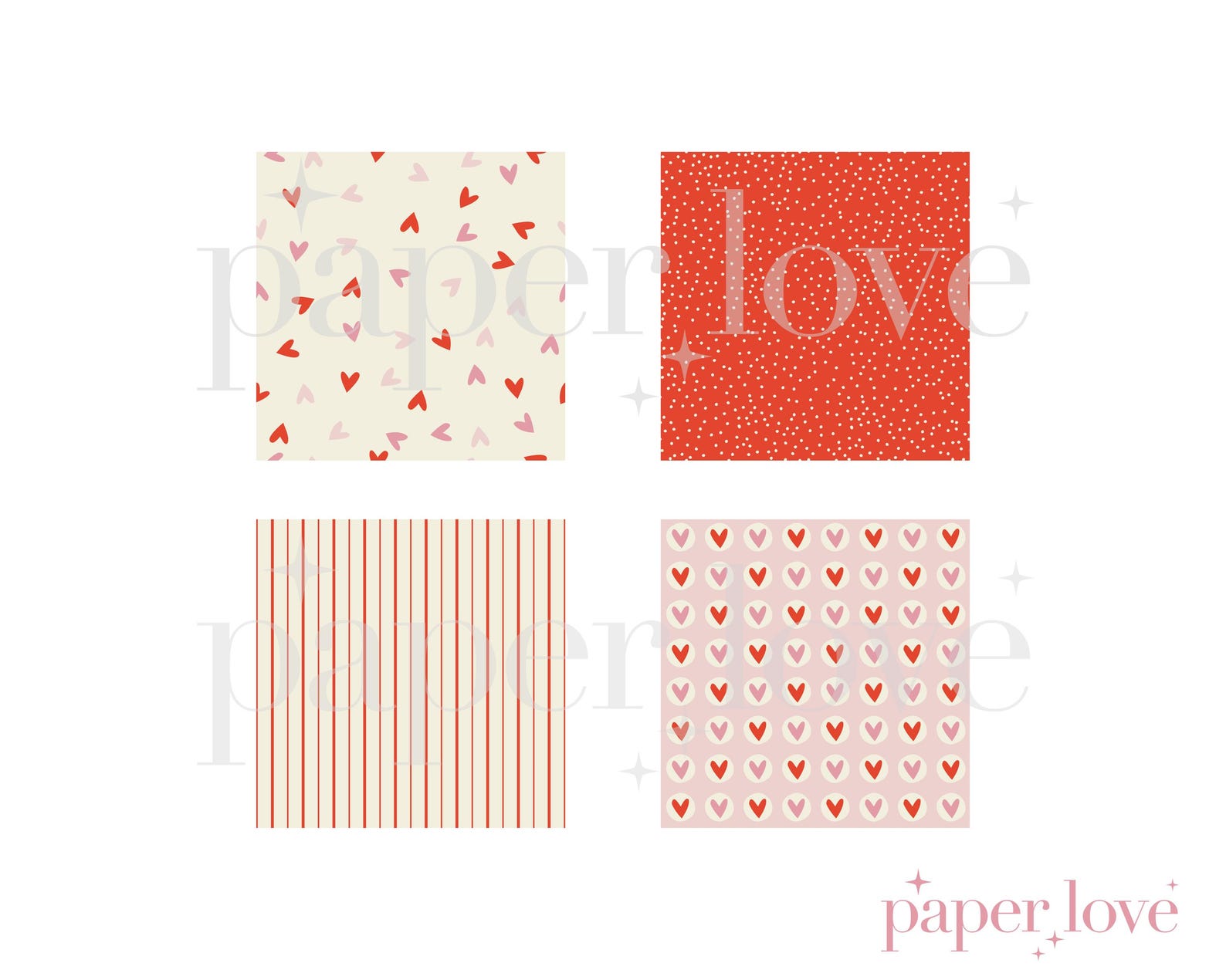 Valentine Hearts Seamless Digital Paper, Love Heart Scrapbook Paper ...
