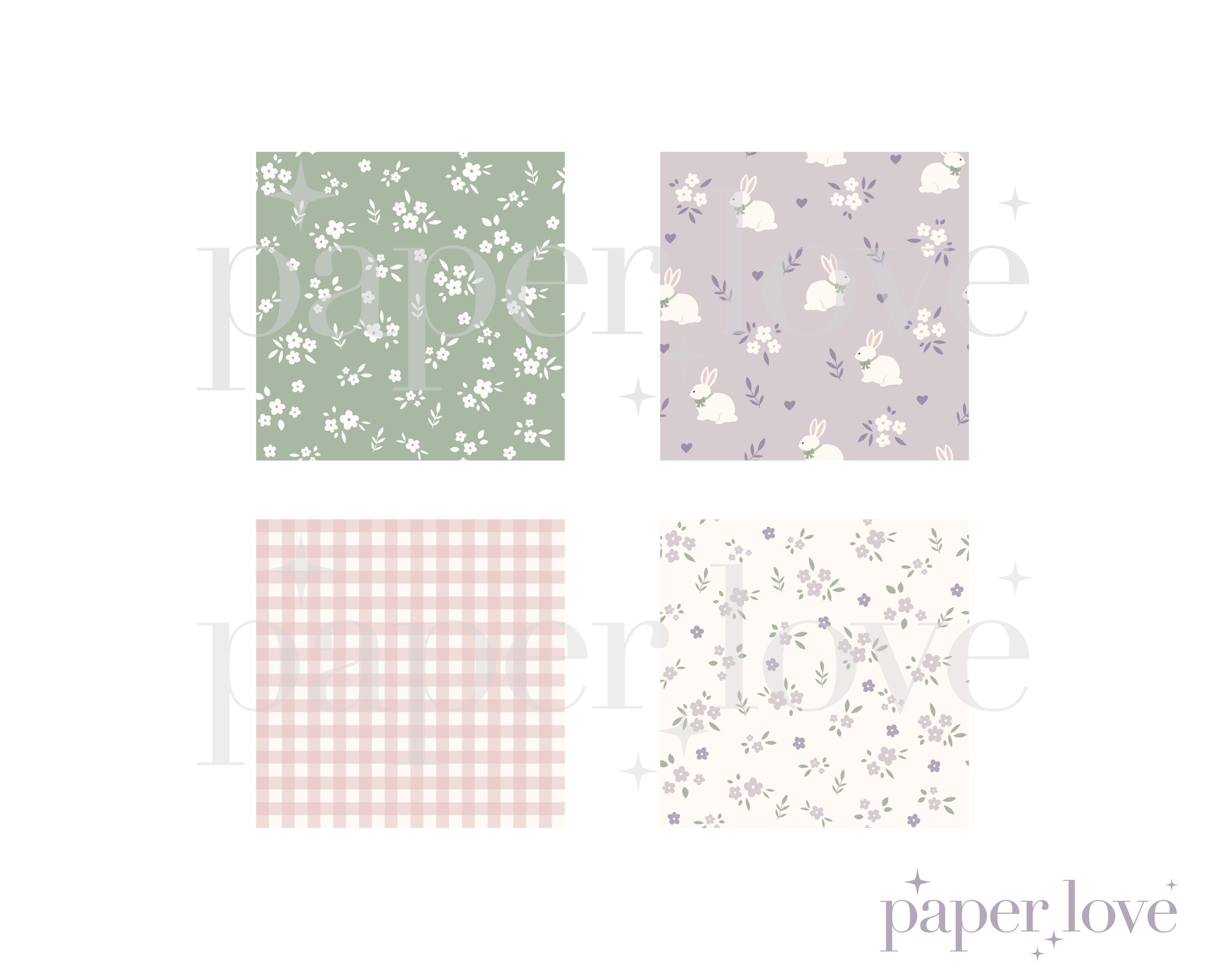 12 Easter Seamless Digital Papers, Spring Easter Bunny Background ...