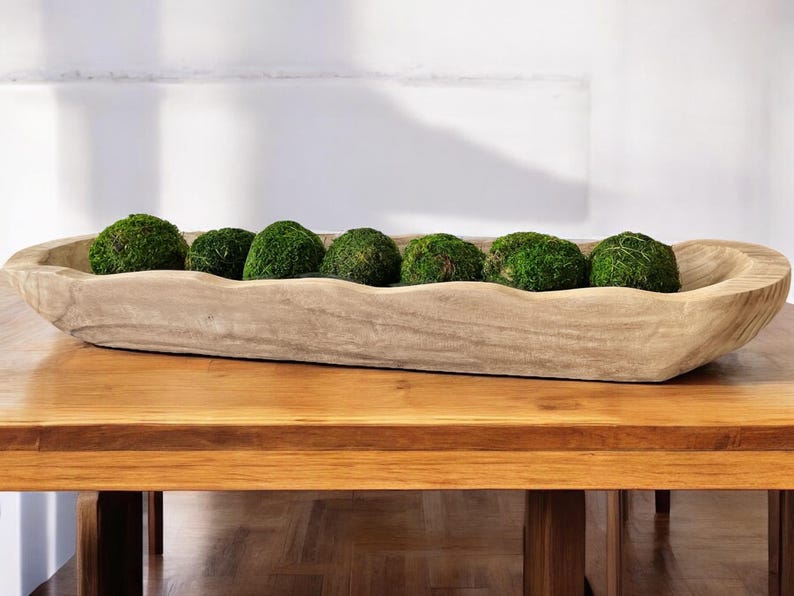 Rustic Dough Bowl Farmhouse Centerpiece Large Decorative Wooden Trough ...