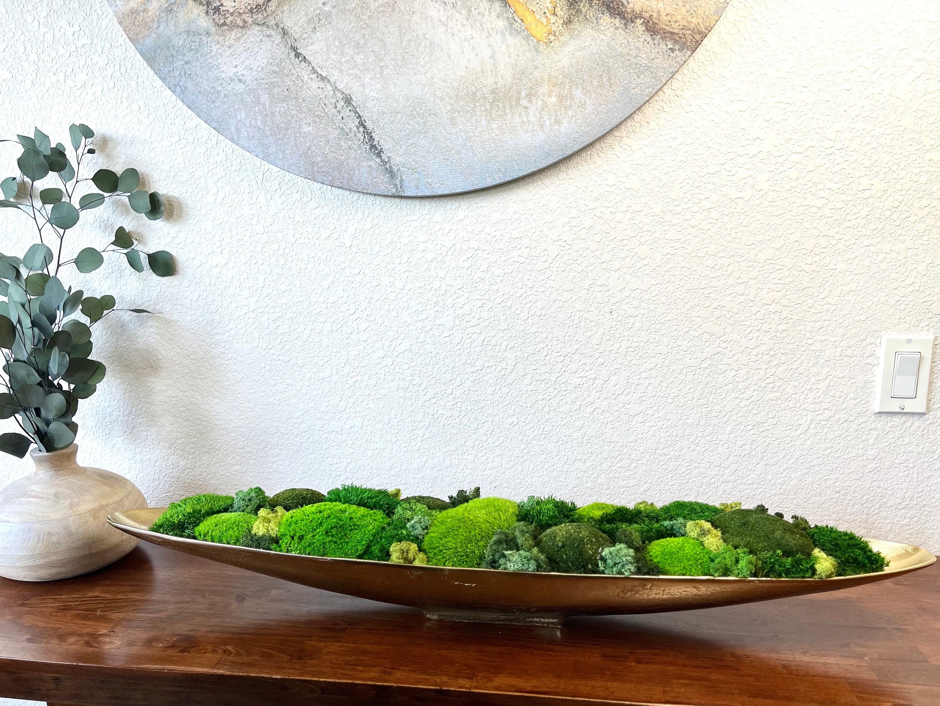 Preserved Moss Arrangement Boat Centerpiece Natural Home Decor Low ...