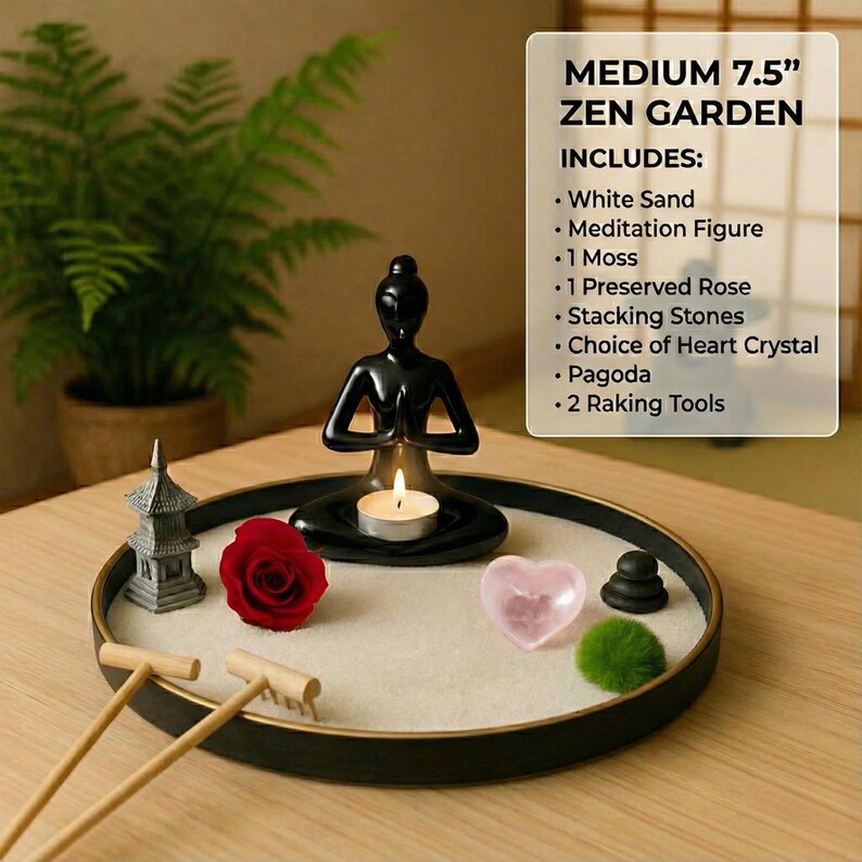 Desktop Zen Garden Valentine Gift Mindfulness Kit Stress Relief Office ...