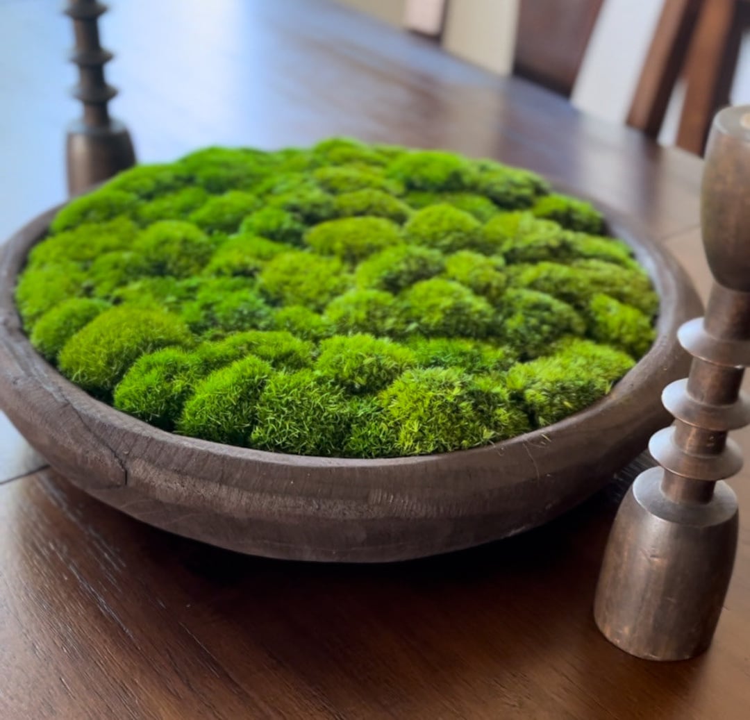 Large Moss Bowl Centerpiece for Dining Table With Preserved Moss Rustic ...