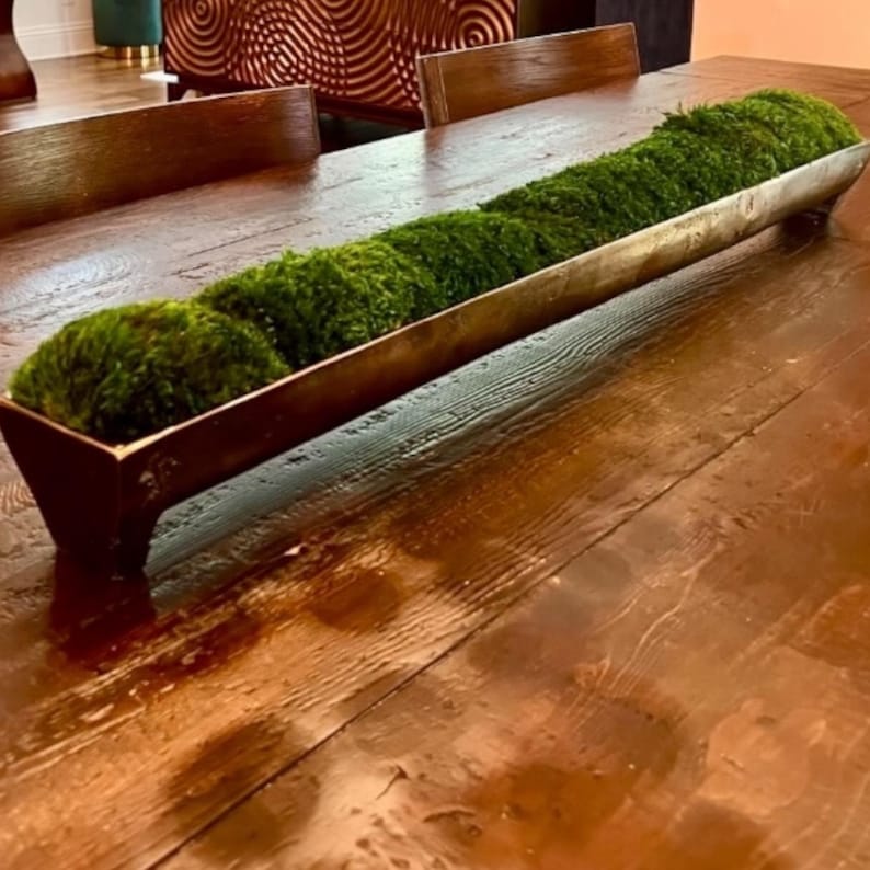 Preserved Moss Centerpiece Metal Trough Planter Table Decor Biophilic ...