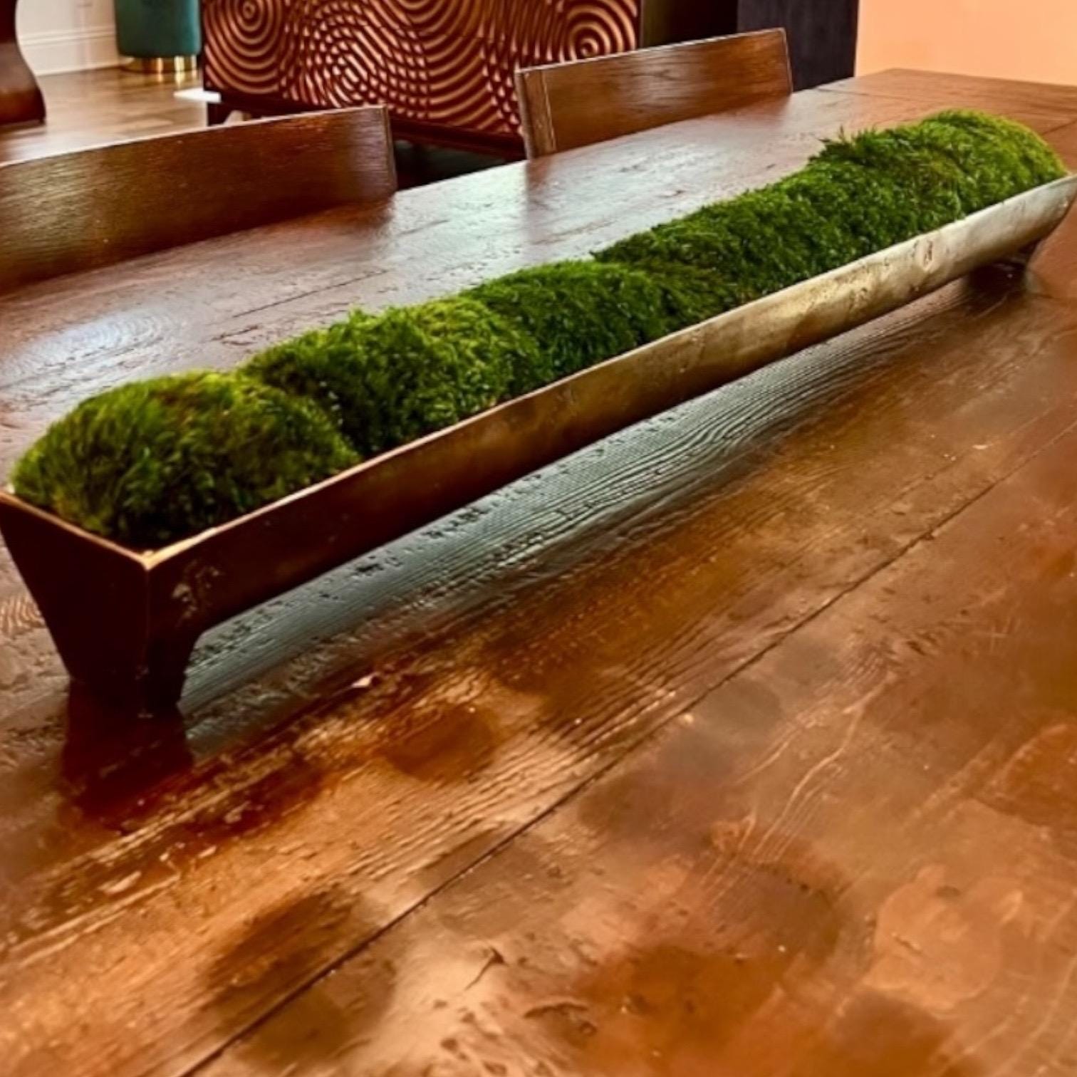 Preserved Moss Centerpiece Metal Trough Planter Table Decor Biophilic ...