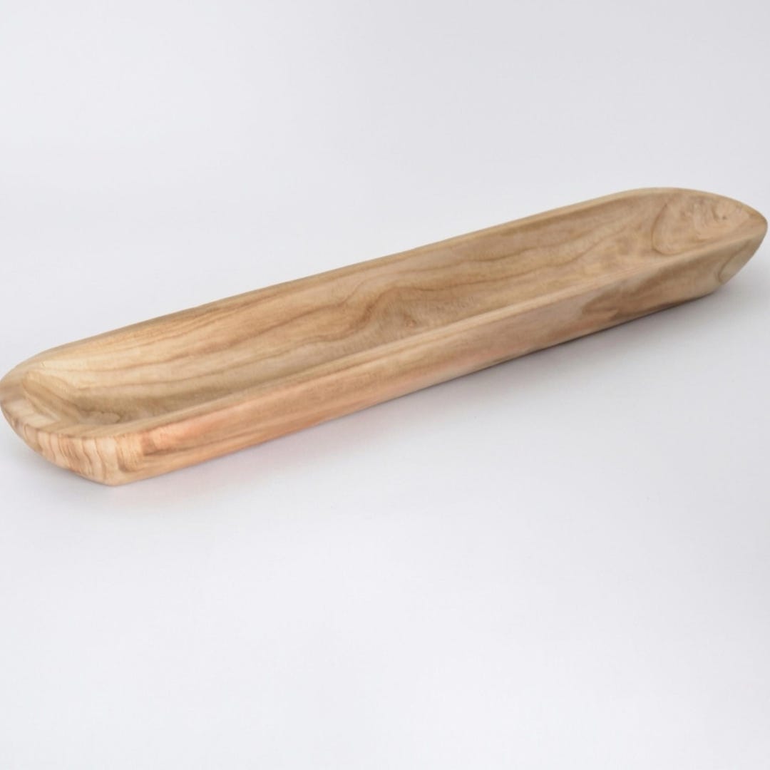 Wood Dough Bowl Rustic Centerpiece Dining Table Farmhouse Decor Wooden ...