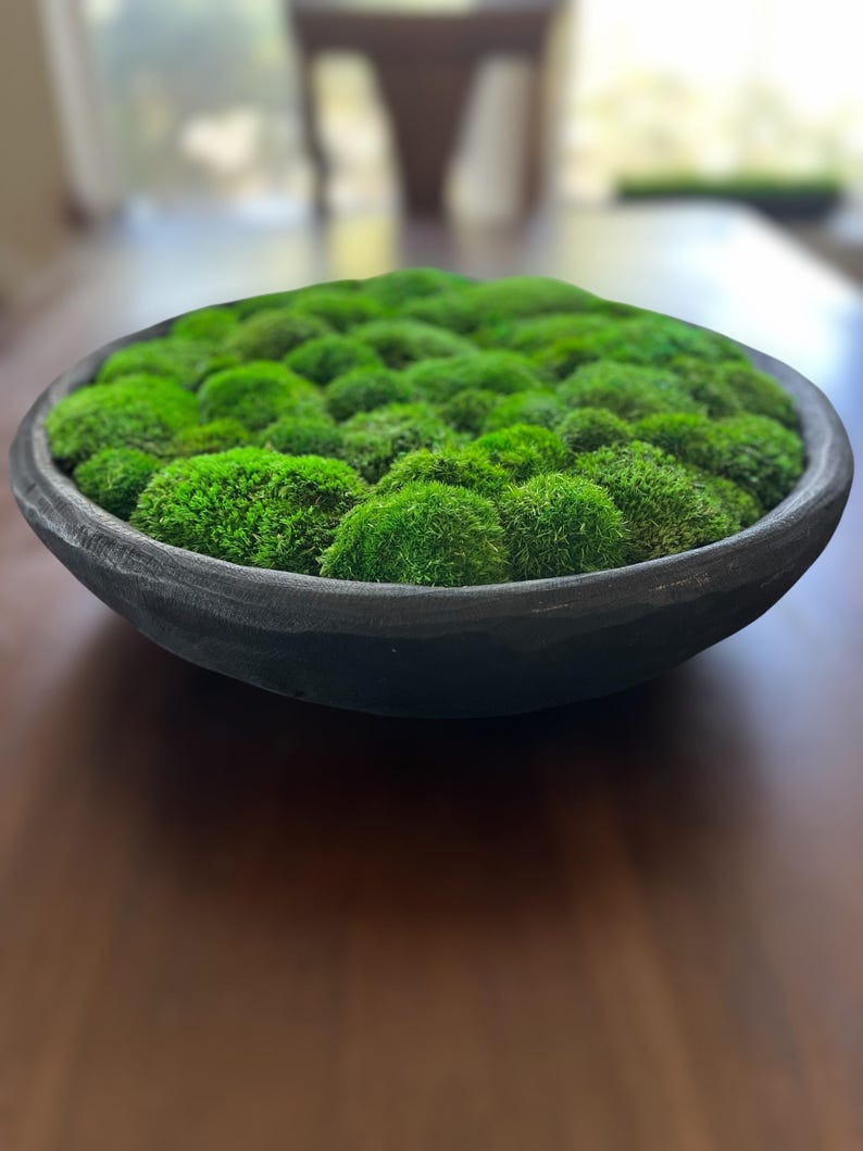 Large Preserved Moss Bowl Table Centerpiece Modern Home Decor Wooden ...