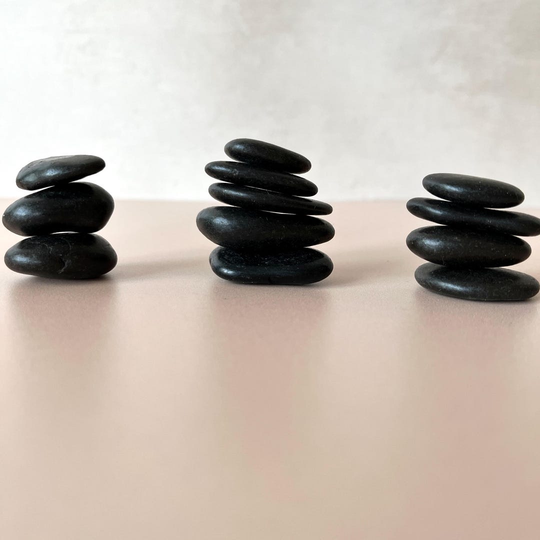 Black Stacking Stones for Stress Relief Natural Worry Pebbles ...