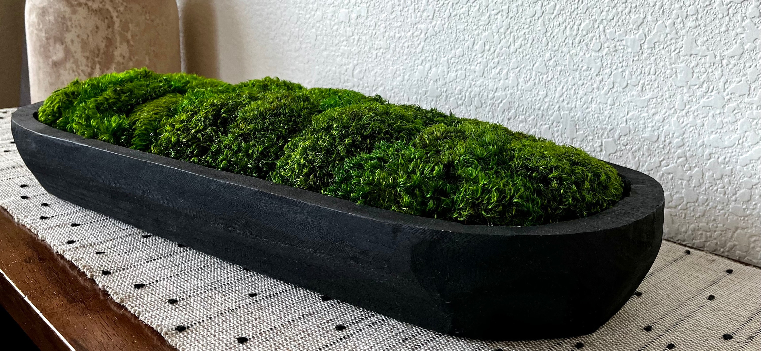Preserved Moss Centerpiece Wooden Dough Bowl Dining Table Decor Nature ...