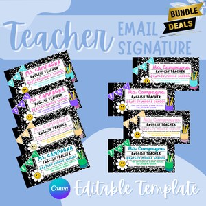 Composition Notebook Inspired Teacher Email Signature- Edit Template ...