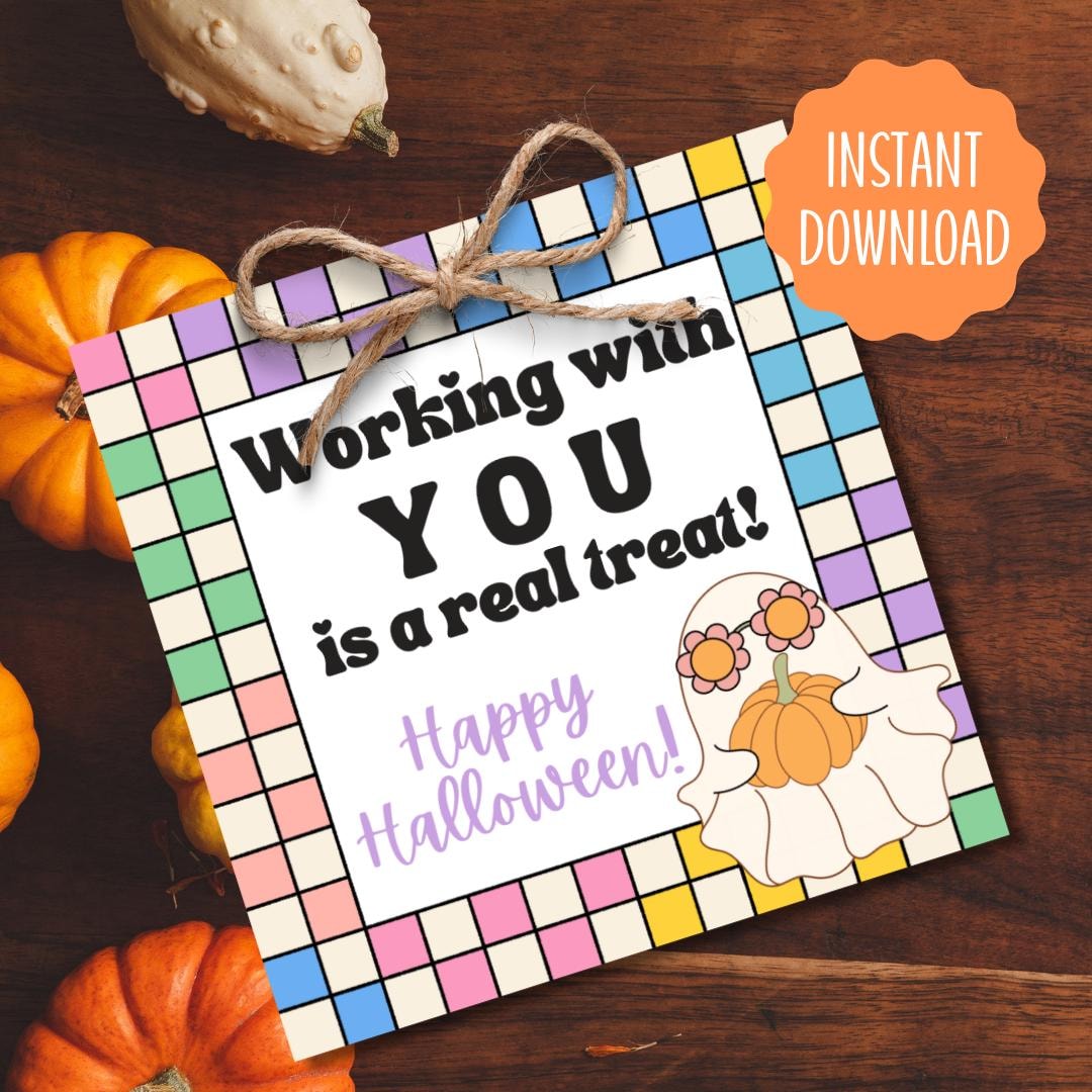 Working With You is A Treat Fall Gift Tag | Printable Gift Tag | Fall ...