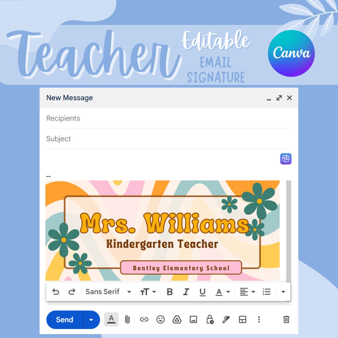 Groovy Teacher Email Signature - Editable Template Using Canva ...