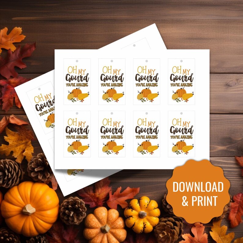 Oh My Gourd Fall Gift Tag | Printable Gift Tag | Fall Pumpkin Favor ...