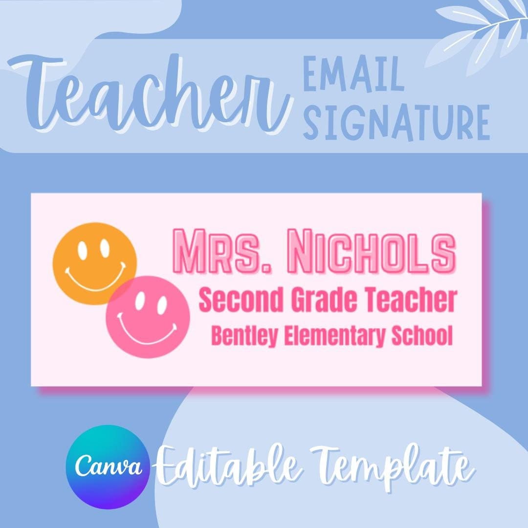 Happy to Meet You: Teacher Email Signature - Smiley Face/pink/orange ...