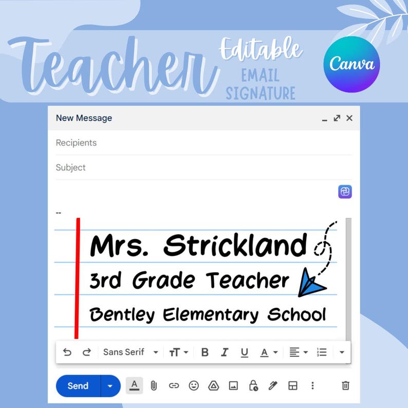 Super Fly Teacher Email Signature - Notebook Paper/paper Airplane ...