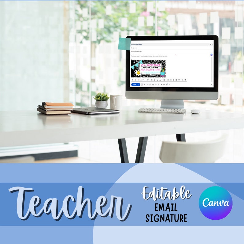 Composition Notebook Inspired Teacher Email Signature- Edit Template ...
