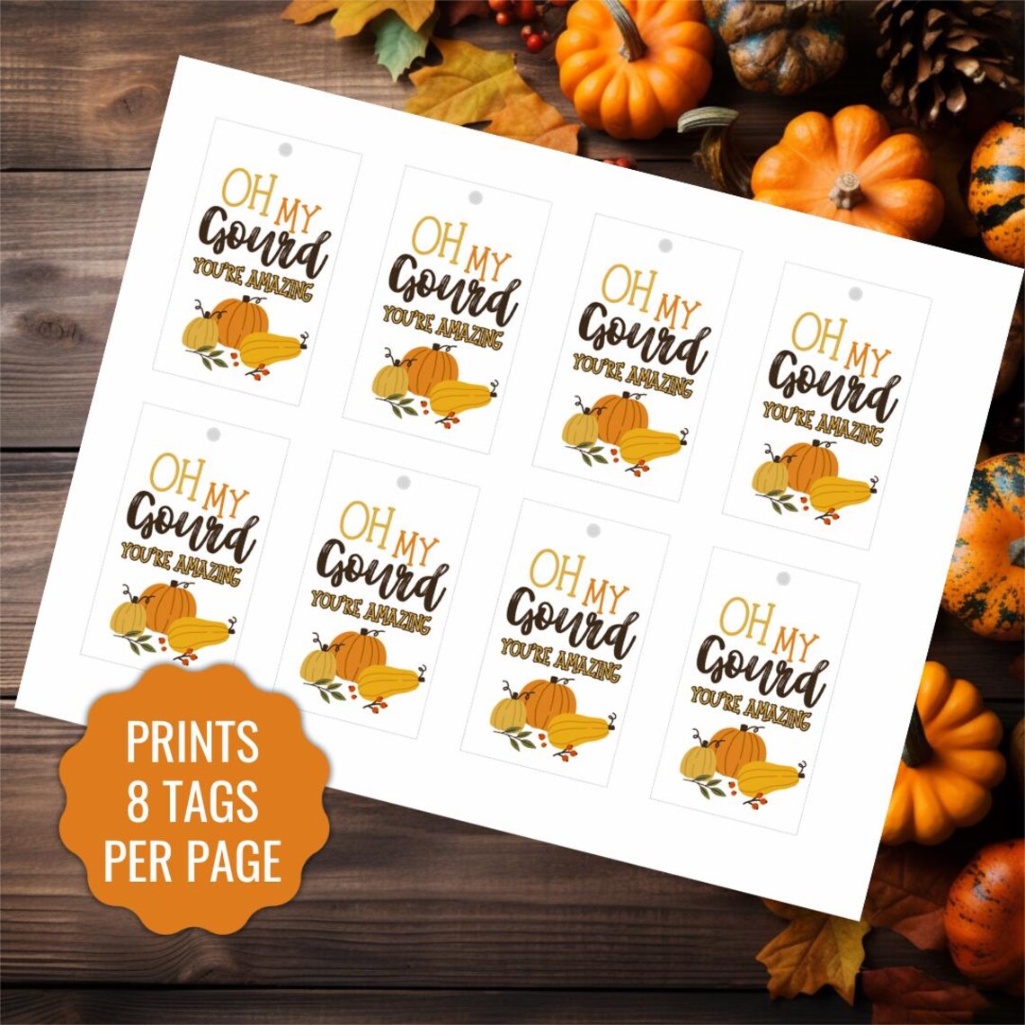 Oh My Gourd Fall Gift Tag | Printable Gift Tag | Fall Pumpkin Favor ...