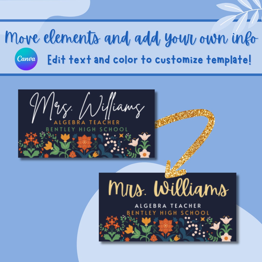 Navy Floral Teacher Email Signature Editable Template Using Canva ...
