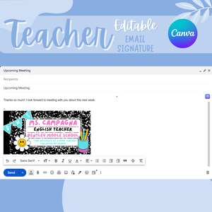 Composition Notebook Inspired Teacher Email Signature- Edit Template ...