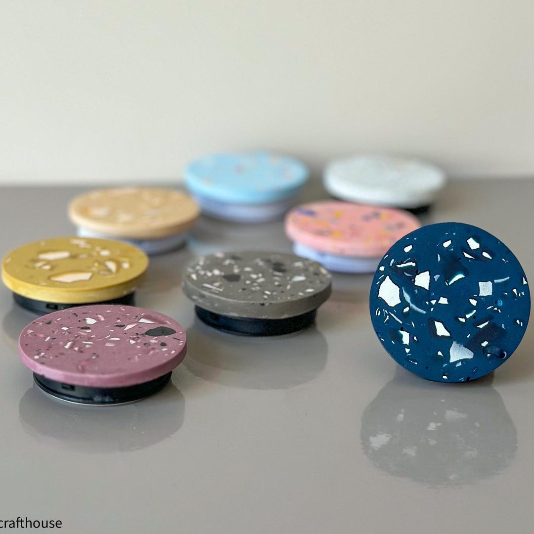 Handmade Phone Grip, Terrazzo Jesmonite Phone Holder, Elegant Phone ...