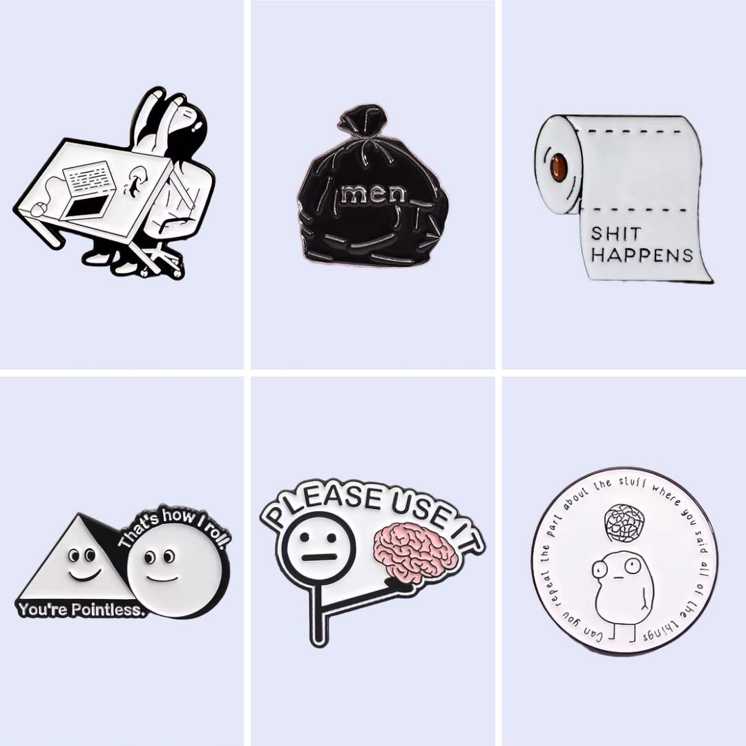 Dark Humor Pin Set, Funny Memes Soft Enamel Pins, Lapel Badge Gift Set ...