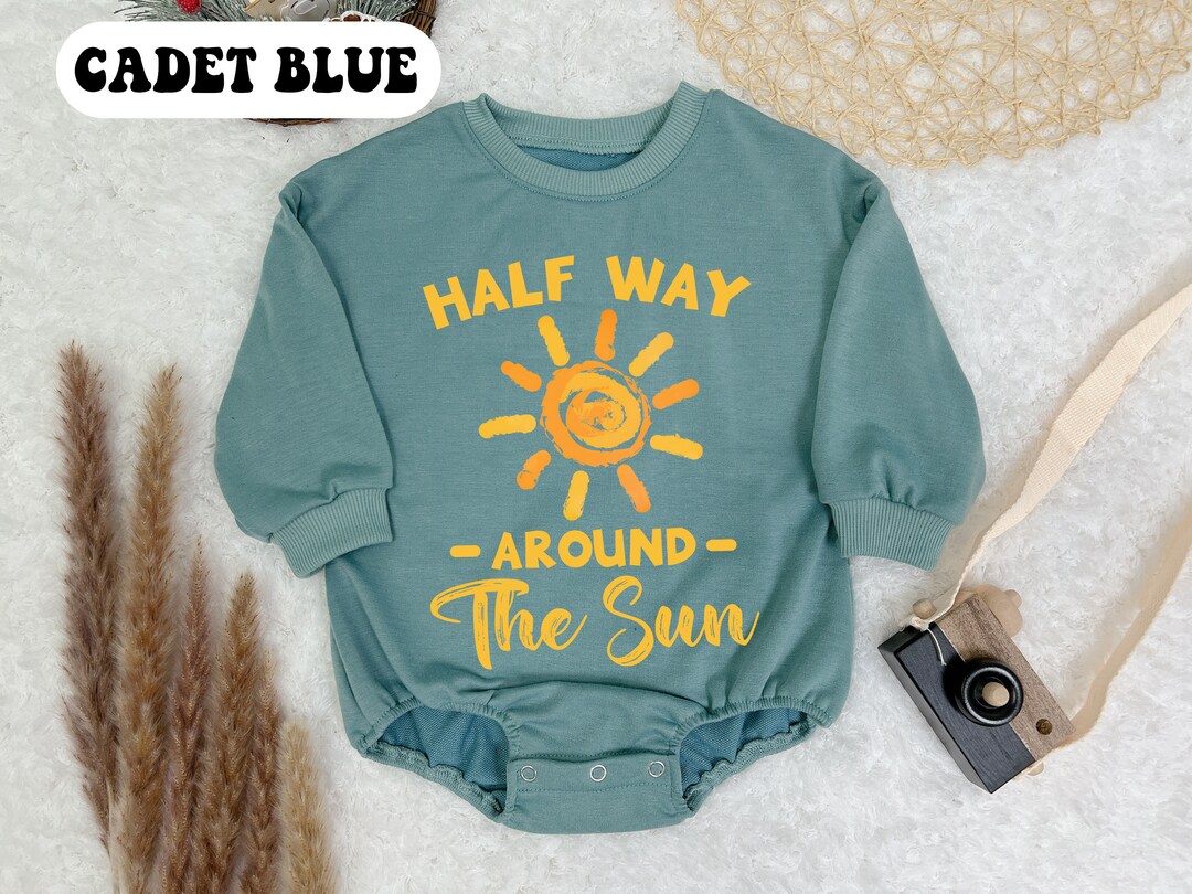 Cute Baby Half Way Around the Sun Romper, Funny Baby Announcement ...