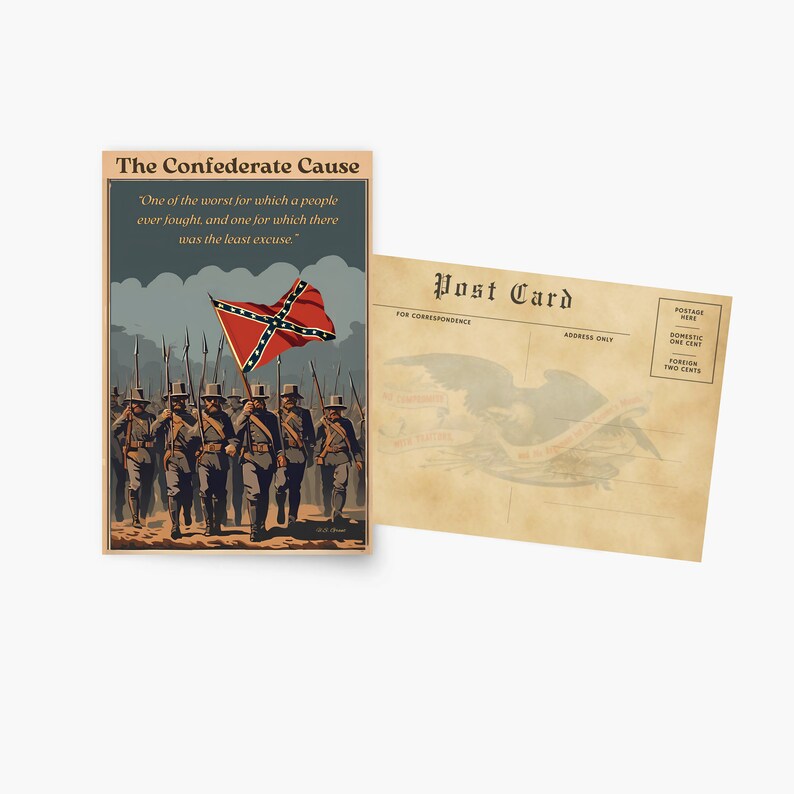 The Confederate Cause -- Vintage Civil War Postcard -- NEW 4x6 Unposted ...