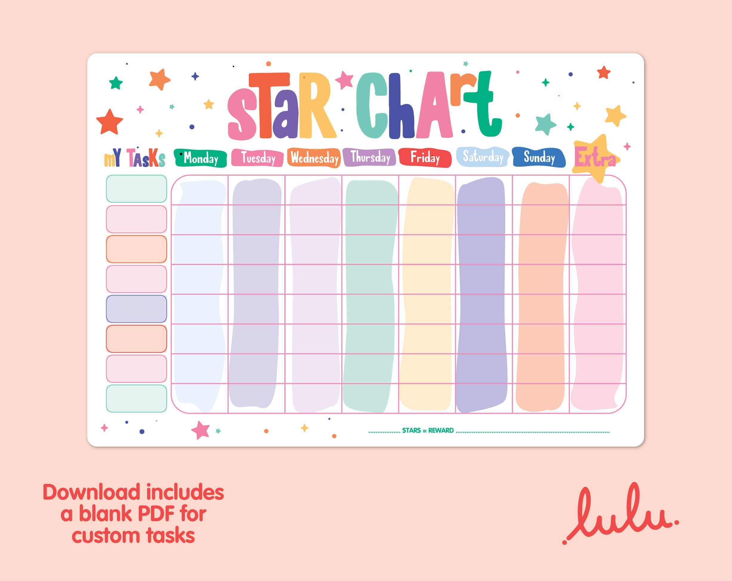 Printable Kids Rewards Chart | Printable Behavior Chart | Daily Chore ...