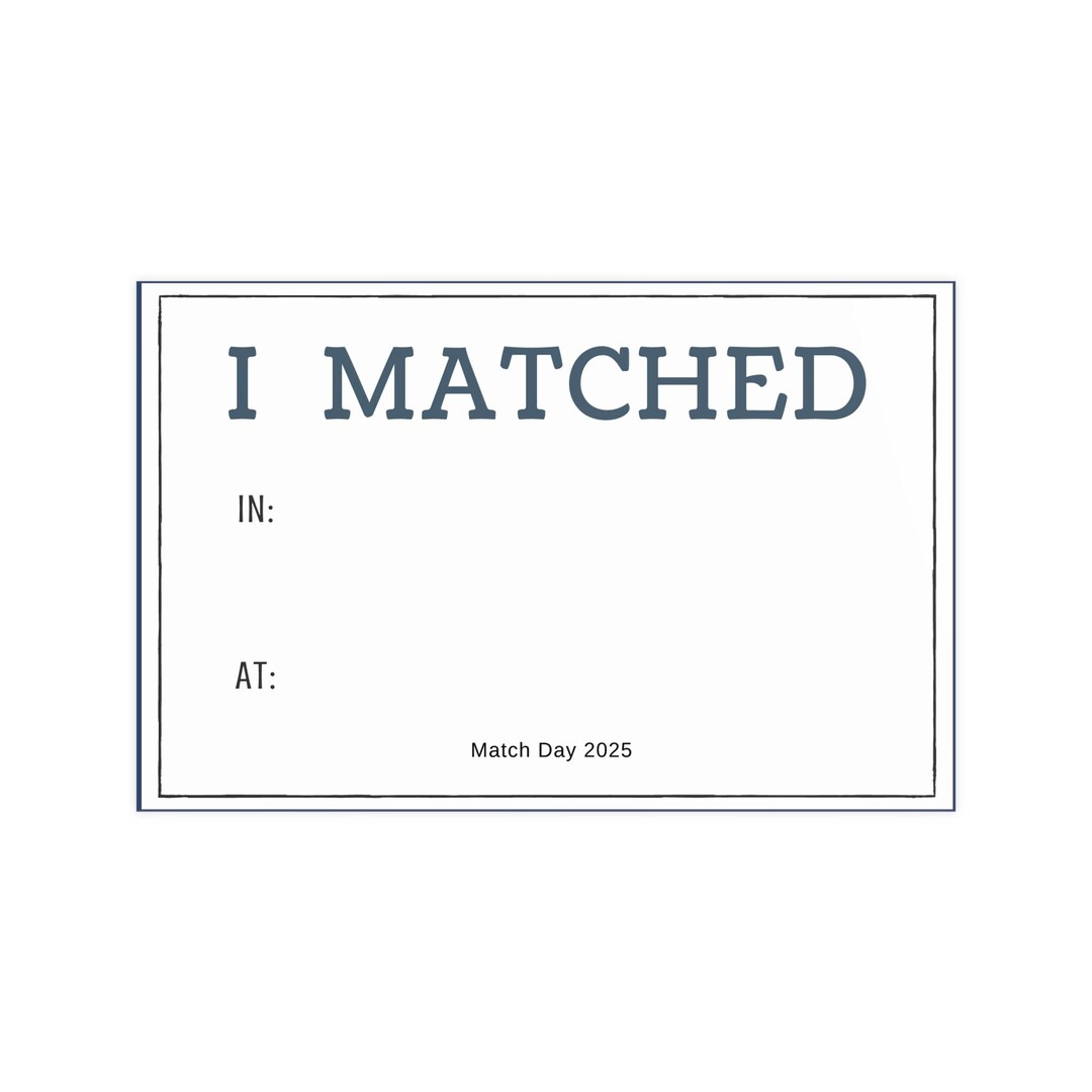 Horizontal Matte Match Day 2025 Poster. Doctor. Pharmacist. Dentist. - Etsy