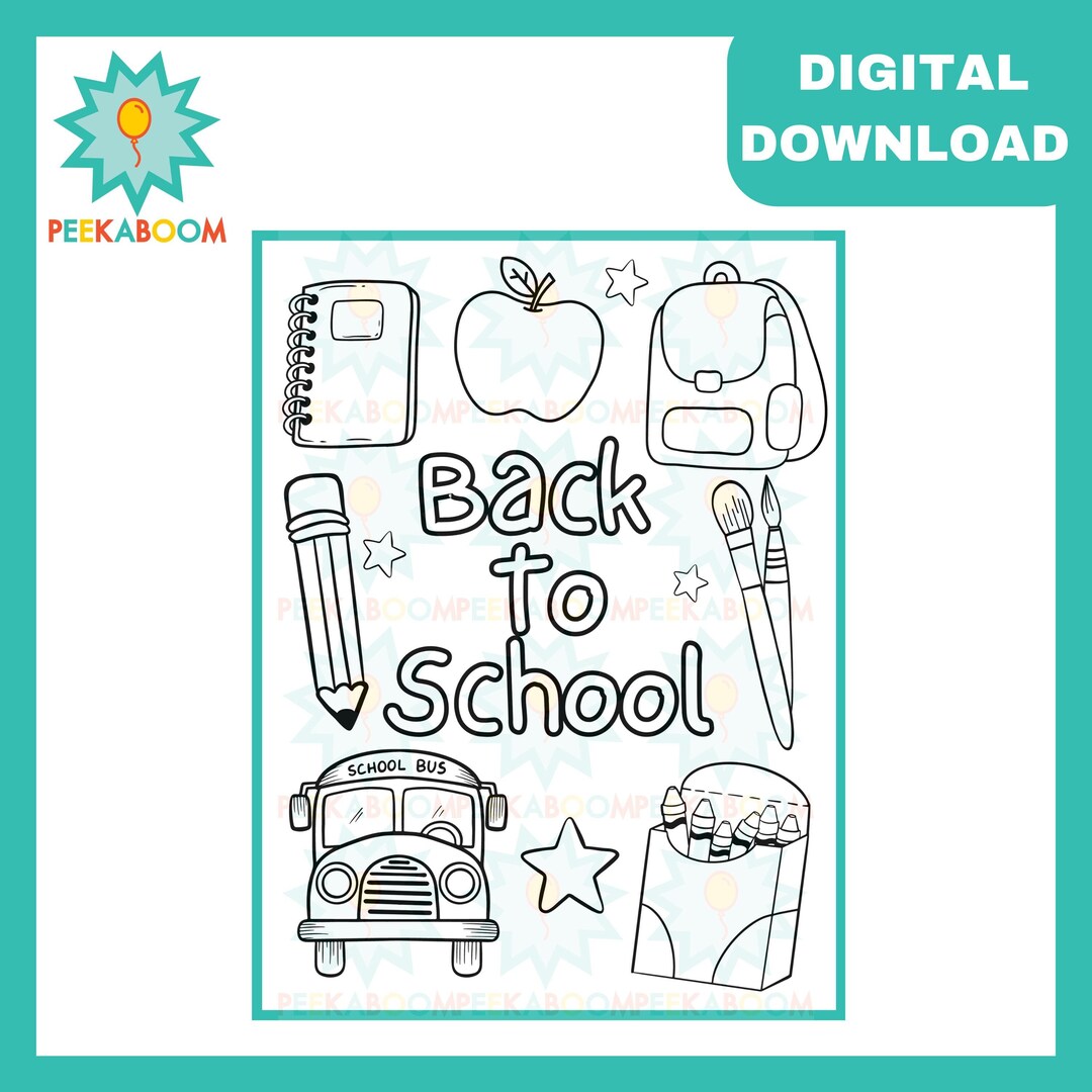 BACK to SCHOOL COLORING Page Bundle Instant Digital Download Pdf File ...