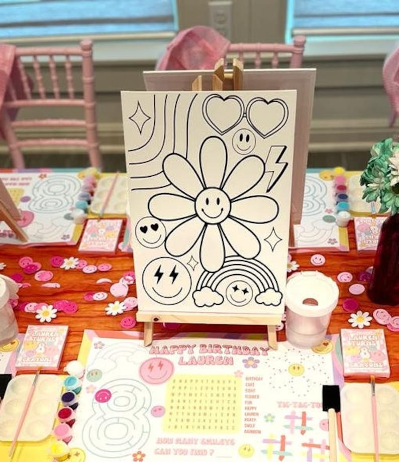 SMILEY Face GROOVY DAISY Coloring Page Instant Digital Download Pdf ...