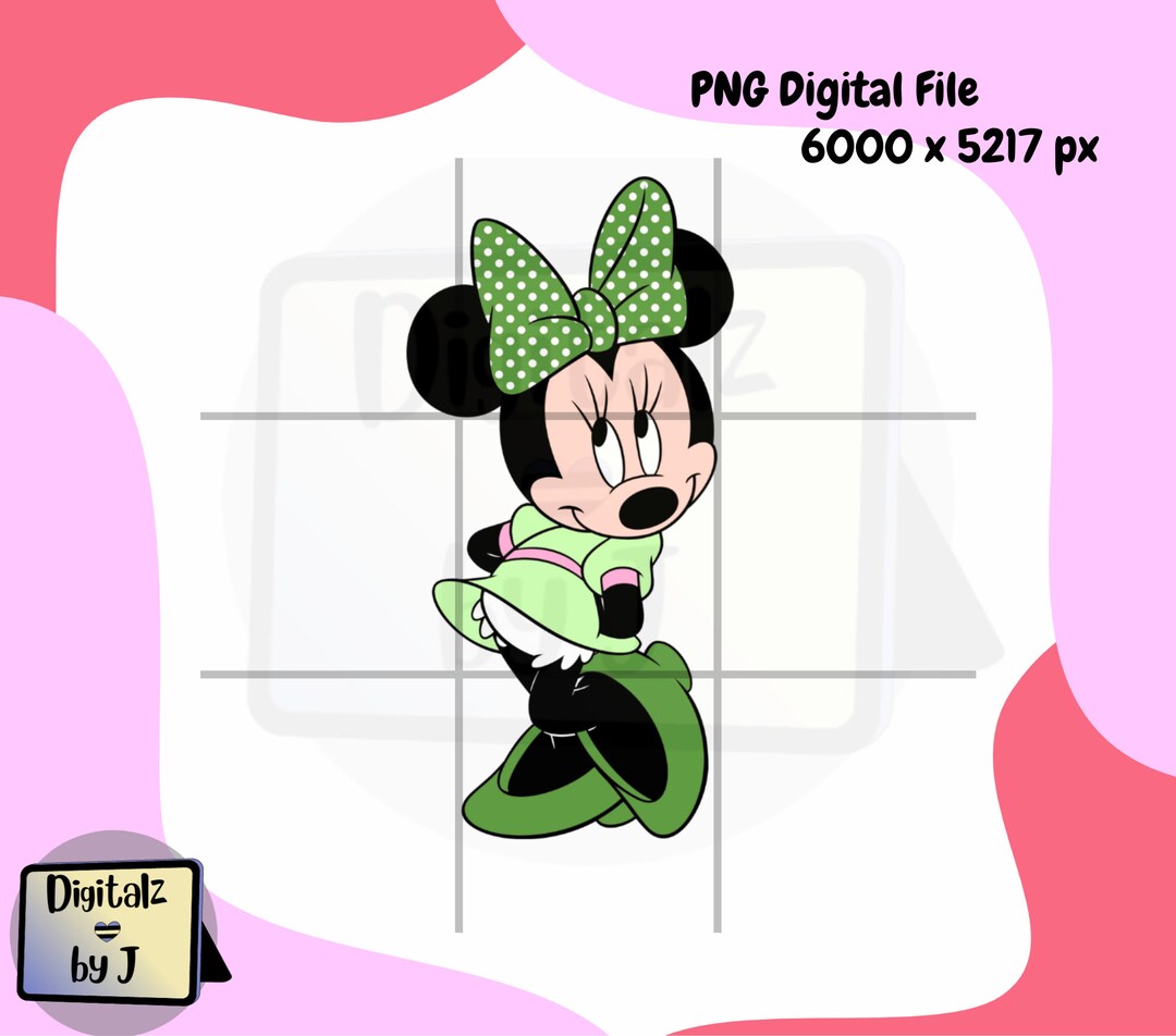 Minnie in Green Dress Png Green Polka Dot Bow Minnie Png Download Only ...