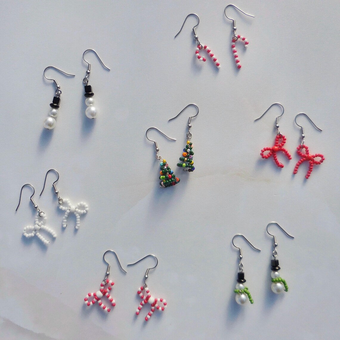Beaded Christmas Earrings • Festive Handmade Holiday Jewelry • Trees ...