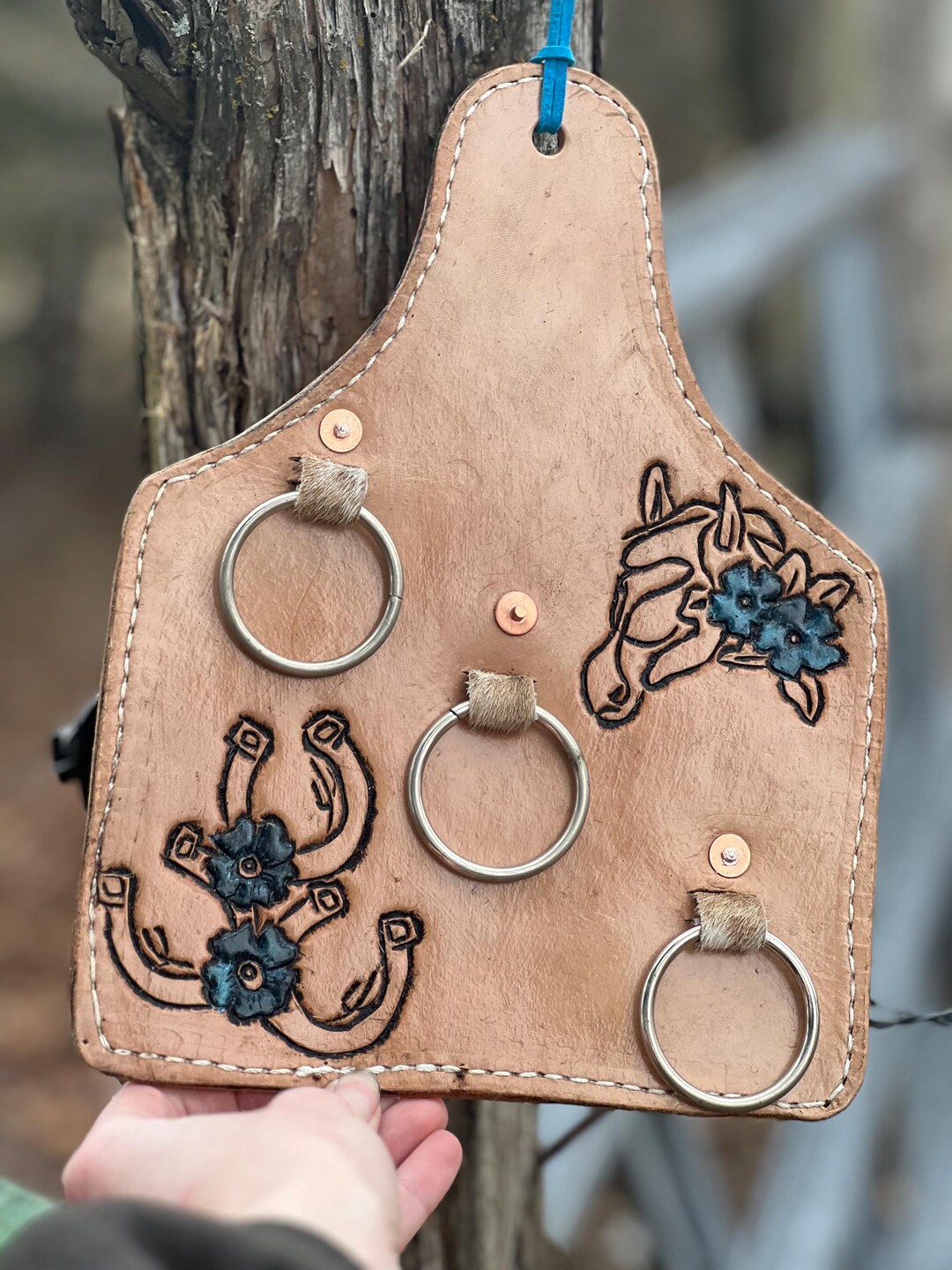 Cow Tag Wild Rag Holder With Cowhide Etsy