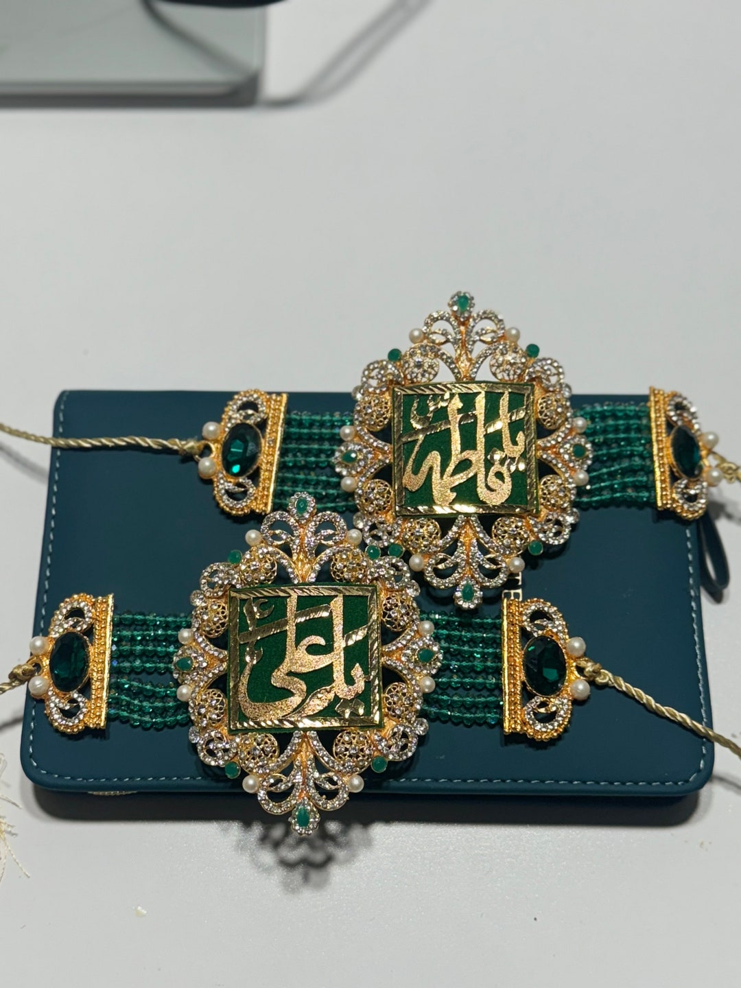 Metal Imam Zamin Gold Bride & Groom Set Ya Ali Ya Fatima Shia Nikaah ...