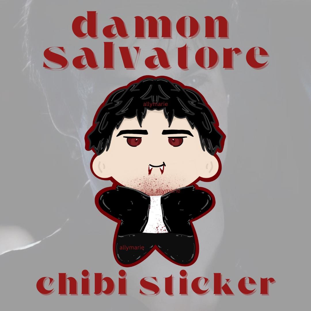 Damon Salvatore Chibi Sticker Salvatore Brothers the Vampire Diaries ...