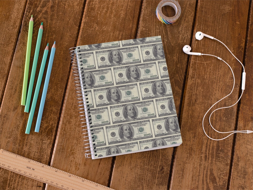 Money Spiral Notebook - Dollar Bill Ruled Line Diary - Cash Cover ...