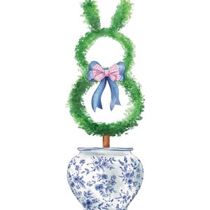 Door Hanger Easter Bunny Topiary spring, Easter, Boxwood, Topiary, Chinoiserie - Etsy