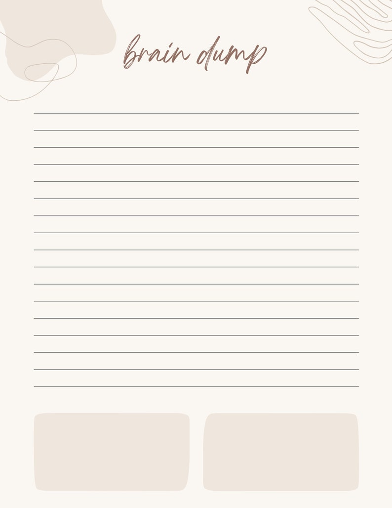 Brain Dump, Aesthetic Brain Dump, Daily To-do List, Minimal Planner ...