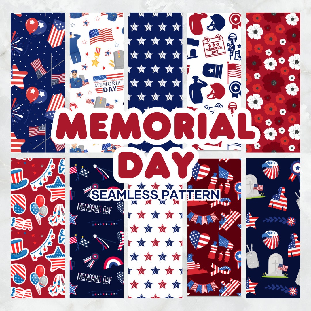 10 Memorial Seamless Pattern - Digital Papers, Gift Wrapping, Printing ...